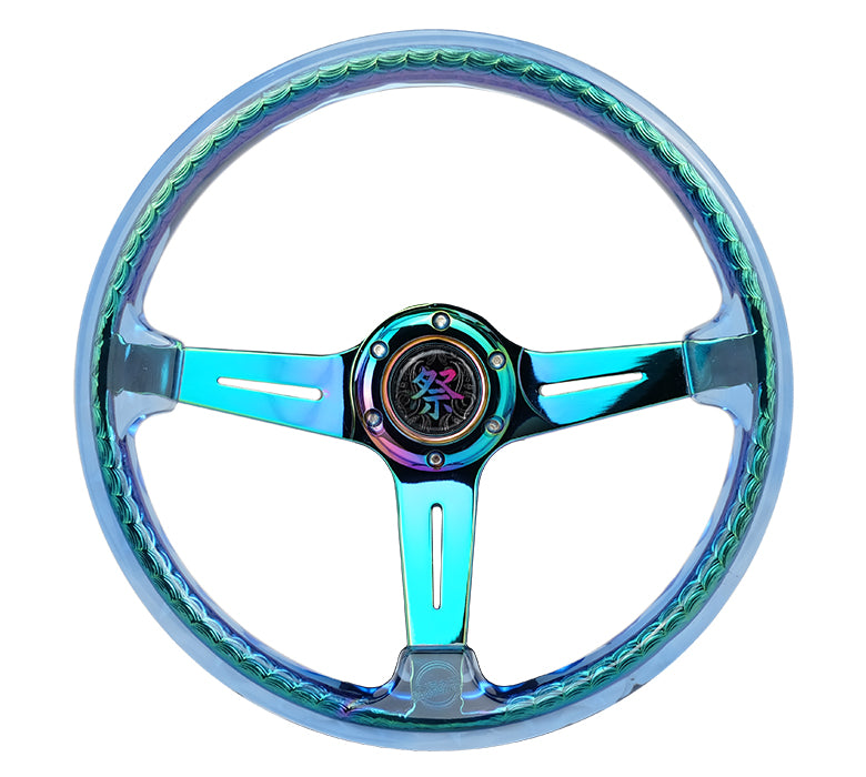 NRG Steering Wheel - Matsuri 350mm - Blue & Neo Spoke - RST-027MC-BL