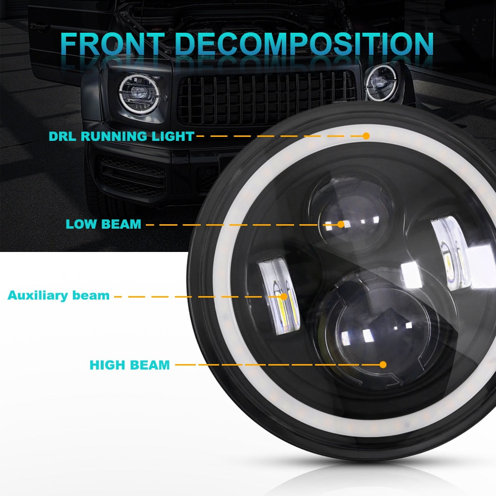 7" Round LED HeadLights Half Circle Halo – Oiwa Garage